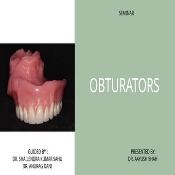 Obturators in Maxillofacial Prosthodontics | PPTX