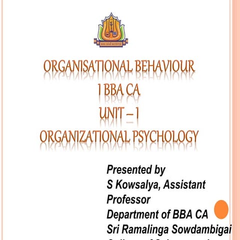 OB Unit - 1.pptx organization behavior - organization psychology | PPTX | Human Resources | Business