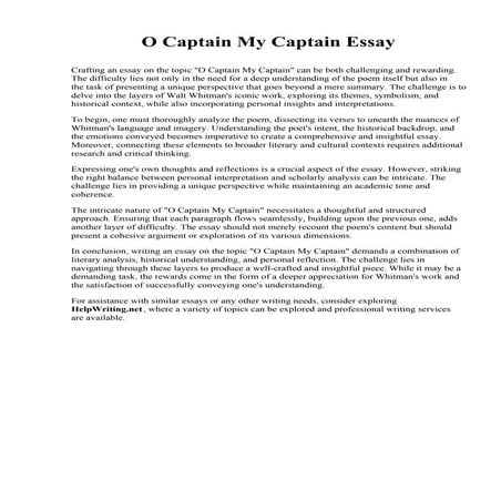 O Captain My Captain Essay.pdf | Poetry | Books and Literature