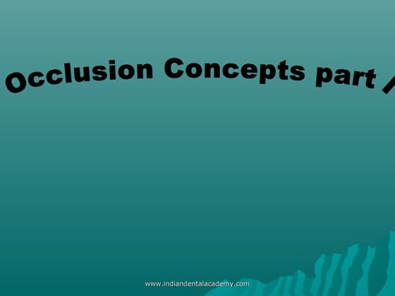 OCCLUSION BASIC CONCEPTS | PDF