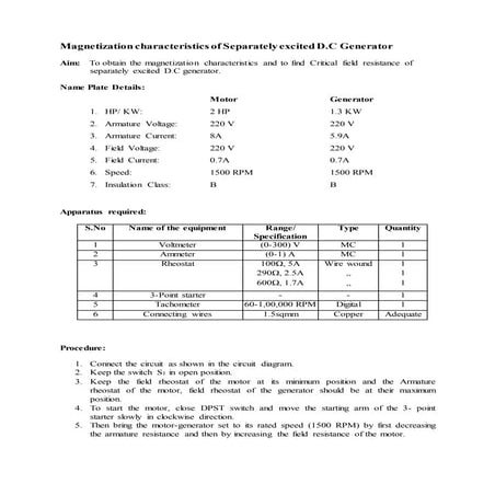Occ of dc generator | DOC