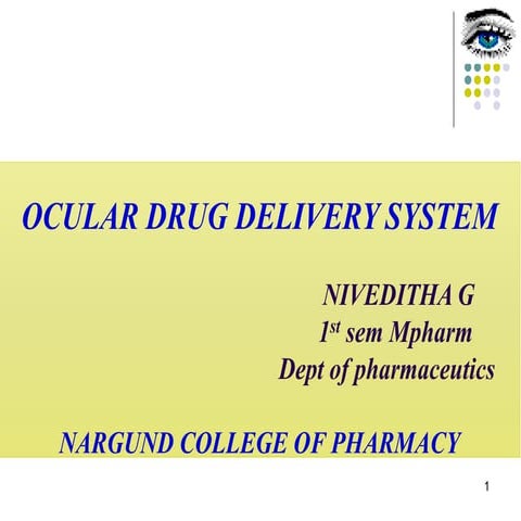 OCCULARDRUGDELIVERYSYSTEM Introduction Potential benefits ...