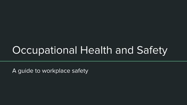 Occupational Health & Safety (OHS ) | PPTX