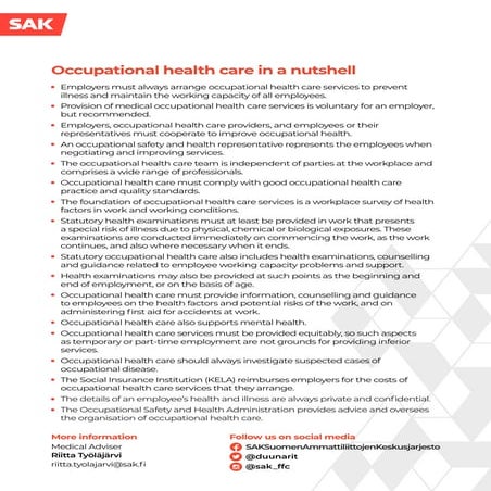 Occupational health care in a nutshell | PDF