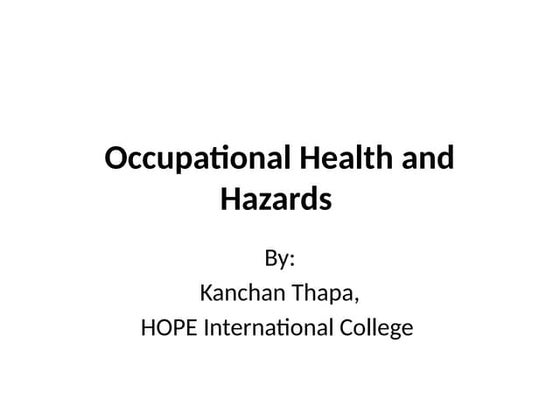 Hazards and risks in the workplace | PPTX