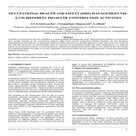 Occupational health and safety (ohs) management vis à-vis different ...