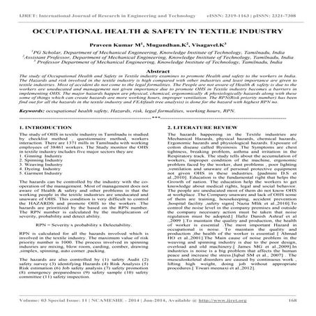 Occupational health & safety in textile industry | PDF