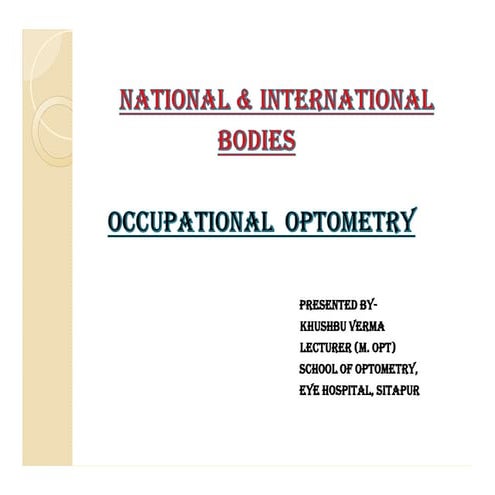occupational optometry (national and international bodies) | PDF