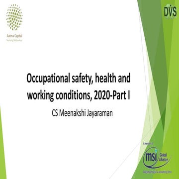 occupational safety health and working code 2020 | PDF
