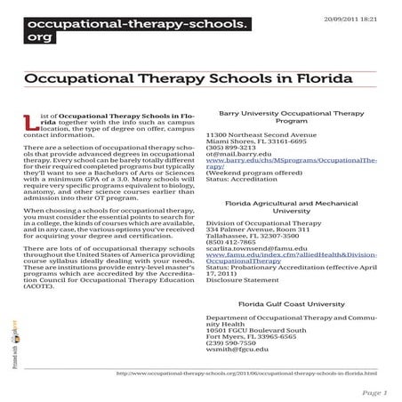 Occupational therapy schools in florida | PDF