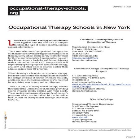 Occupational therapy schools in new york | PDF