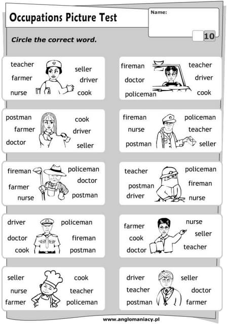 Jobs occupations professions vocabulary matching exercise worksheet | PDF