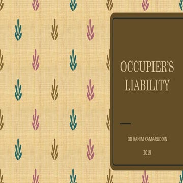 Tort - Occupier's liability | PDF