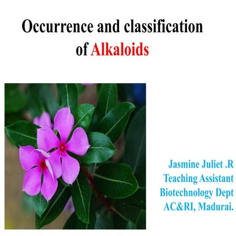 Introduction Classification Of Alkaloids | PPTX