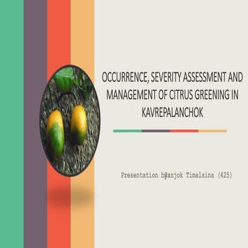OCCURRENCE, SEVERITY ASSESSMENT AND MANAGEMENT OF CITRUS GREENING IN ...