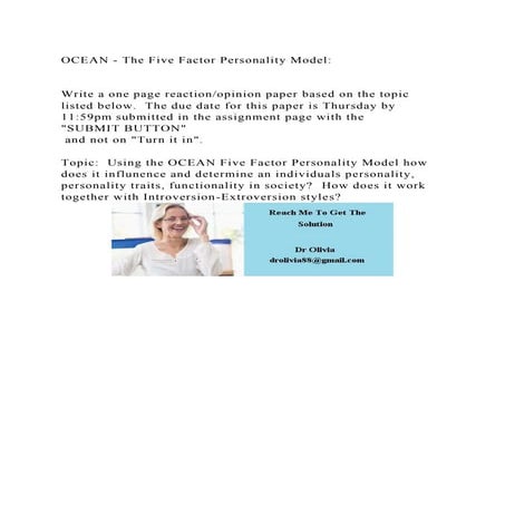 OCEAN - The Five Factor Personality ModelWrite a one page rea.docx