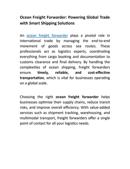 5 Key Trends for Cargo Freight Forwarders | PDF