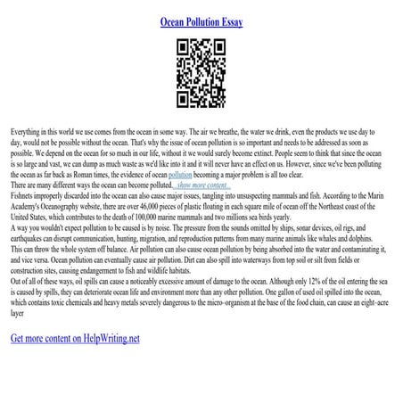 Ocean Pollution Essay | PPT