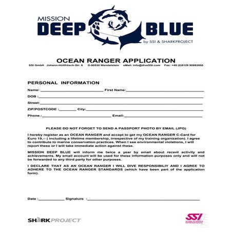 Ocean ranger application | PDF | Scuba Diving | Extreme Sports
