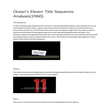 Oceans eleven title sequence | DOCX
