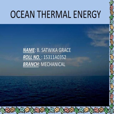 Ocean thermal energy | PPTX | Geography | Science