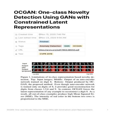 Ocganone Class Novelty Detection Using Gans With Constrained Latent