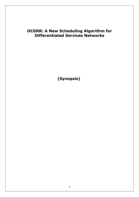 Ocgrr A New Scheduling Algorithm For Differentiated Services Networkssynopsis Pdf