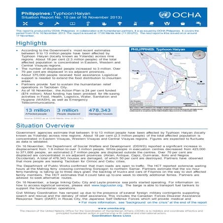 UN Office of Coordinatio of Humanitarian Affairs (Ocha) Philippines ...