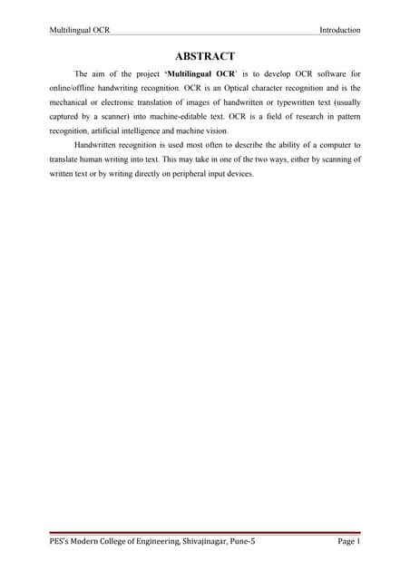 Optical character recognition (ocr) ppt | PPTX