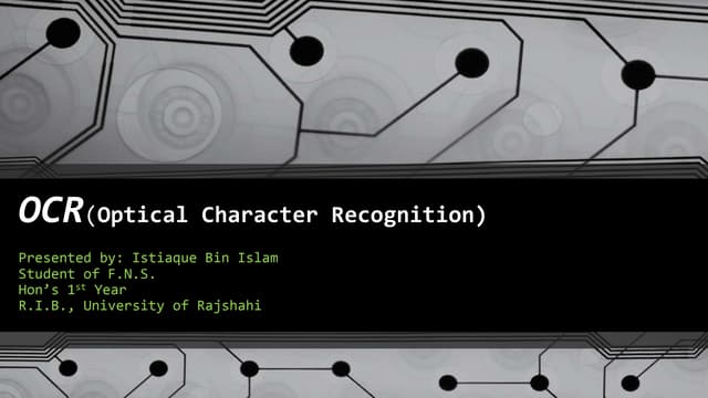 Optical character recognition (ocr) ppt | PPTX