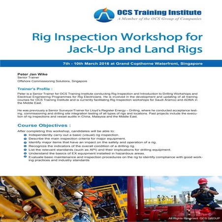 "Rig Inspection Workshop - accredited by OCS Training Institute” | PDF