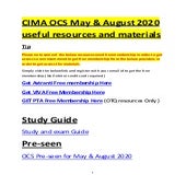 CIMA OCS (Operational Case study ) August 2020 Resources