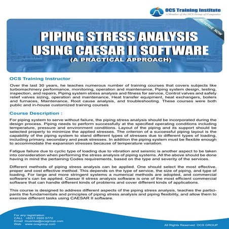 Ocs training - piping stress analysis using caesar ii software | PDF | Science
