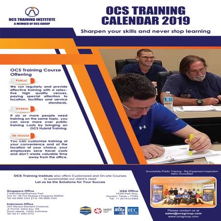 OCS Training Calendar 2019 | PDF