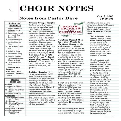 Oct 09 Choir Notes | PDF