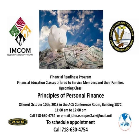 Principles of Personal Finance class. Join us on Oct 10th 2013 in the ...