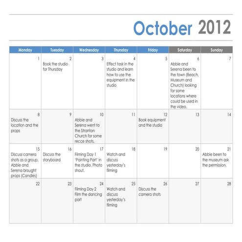 October group palnning | DOCX