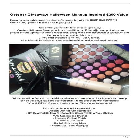 October Giveaway: Halloween Makeup Inspired $250 Value | PDF