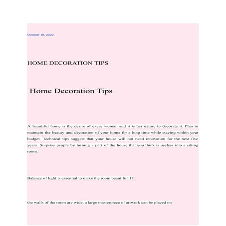 Home Decoration | PDF