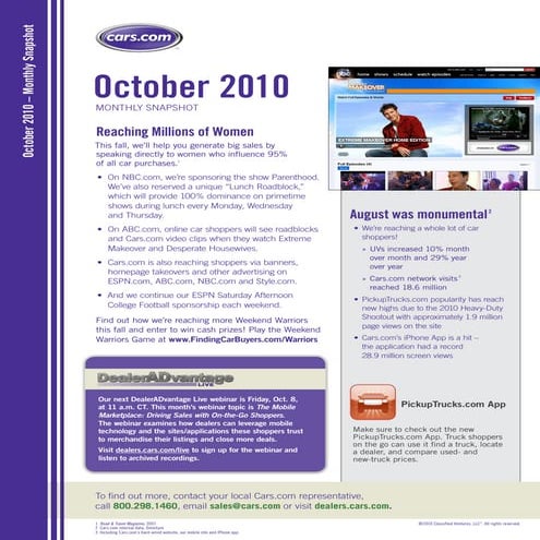 Cars.com October2010 Monthly Snapshot | PDF