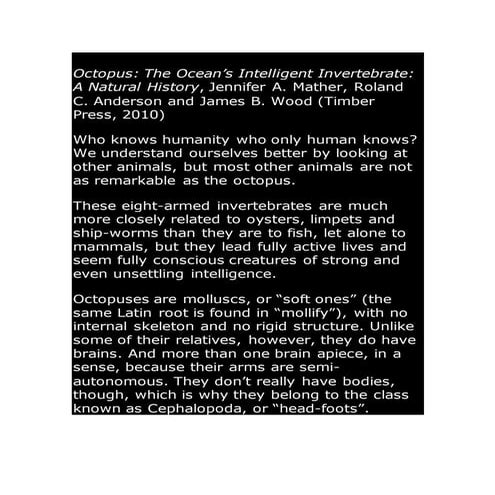 Octopus the ocean’s intelligent invertebrate- a natural history, . | DOCX