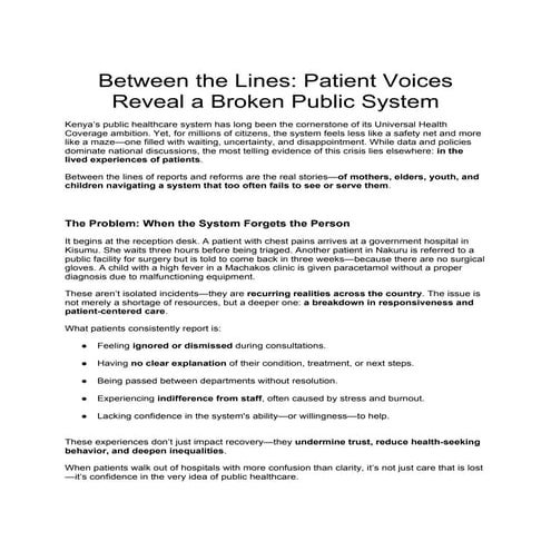Skyline Hospitals, Street-Level Gaps: The Illusion of Urban Healthcare ...