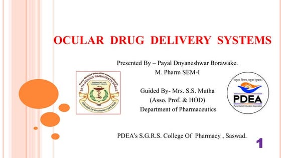 Approaches to overcome the barriers of Ocular drug delivery systems | PPTX