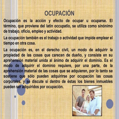 La ocupación Derecho Civil Ecuador | PPTX