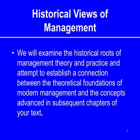 Historical Views of Management and Evolution of Management Thought | PPT