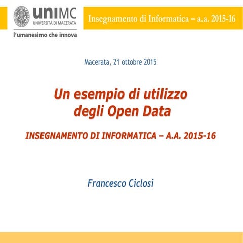 MODULO OD4: Un esempio di utilizzo degli Open Data | PDF | Technology & Computing