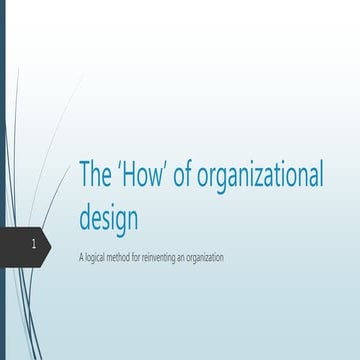 Organization design - a logical process for reinventing an organization ...