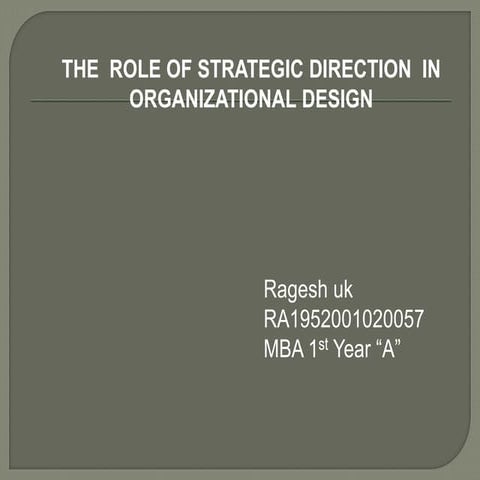 THE ROLE OF STRATEGIC DIRECTION IN ORGANIZATIONAL DESIGN | PPT