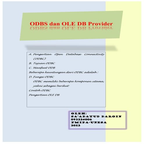Odbc dan ole db provider siiesde | PDF