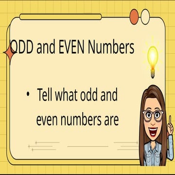 Odd and even Numbers for Grade 1 Lessons | PPTX